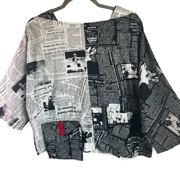 IC COLLECTION | Tops | Ic Collection Small Newspaper Print Top Cotton ...